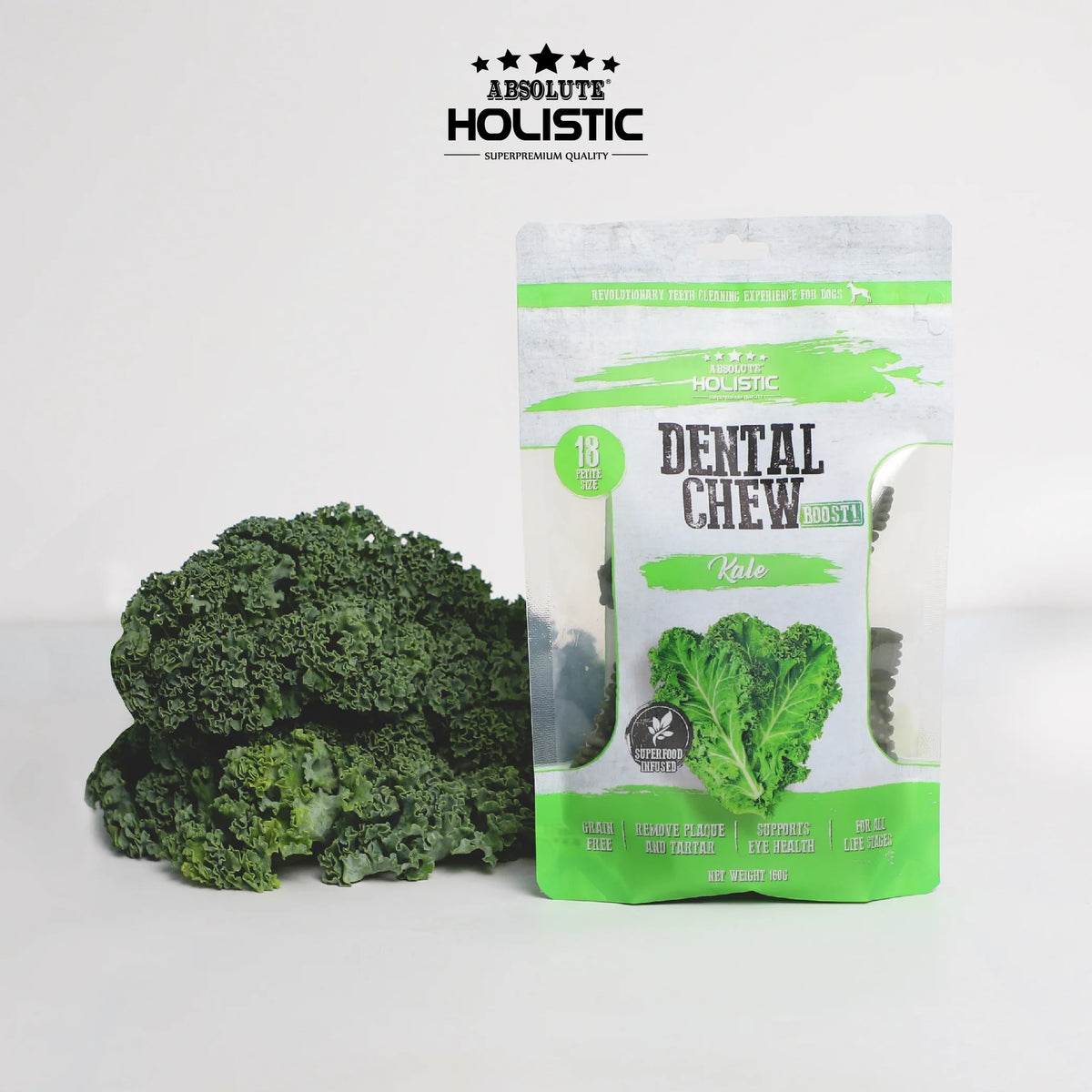 Absolute Holistic Value Pack BOOST Kale Dental Chews for Dogs 160g ...