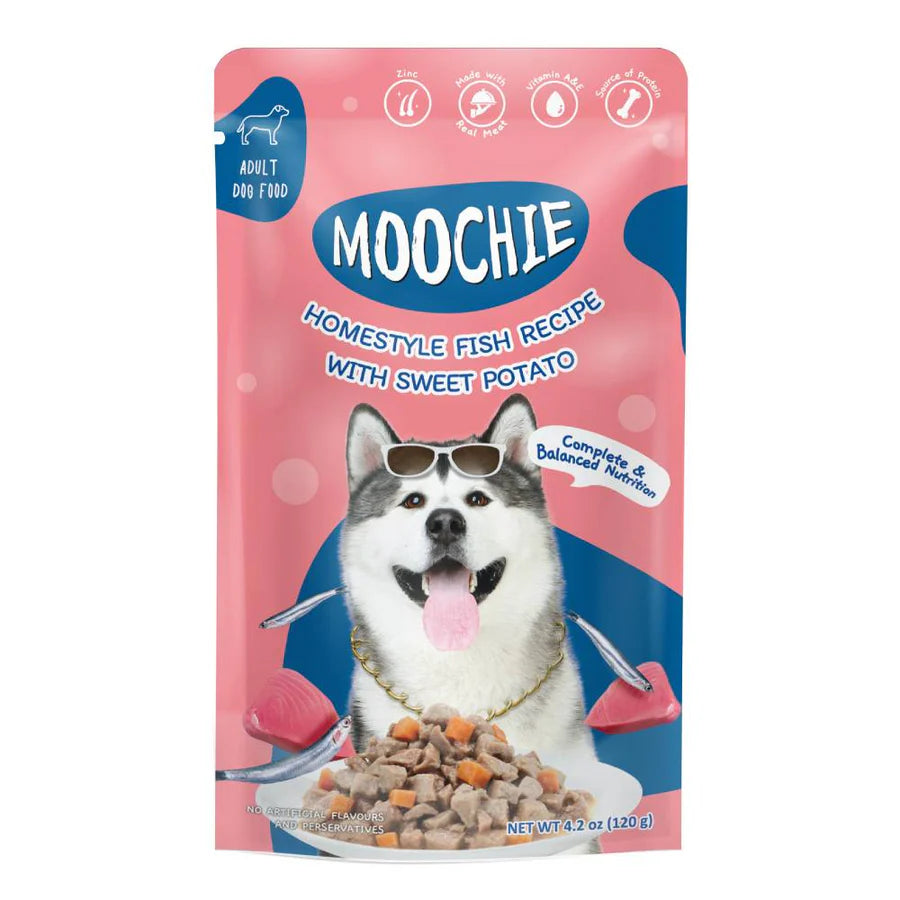 Moochie Dog Fish Recipe With Sweet Potato Homestyle 120g X12 — Cats Garage