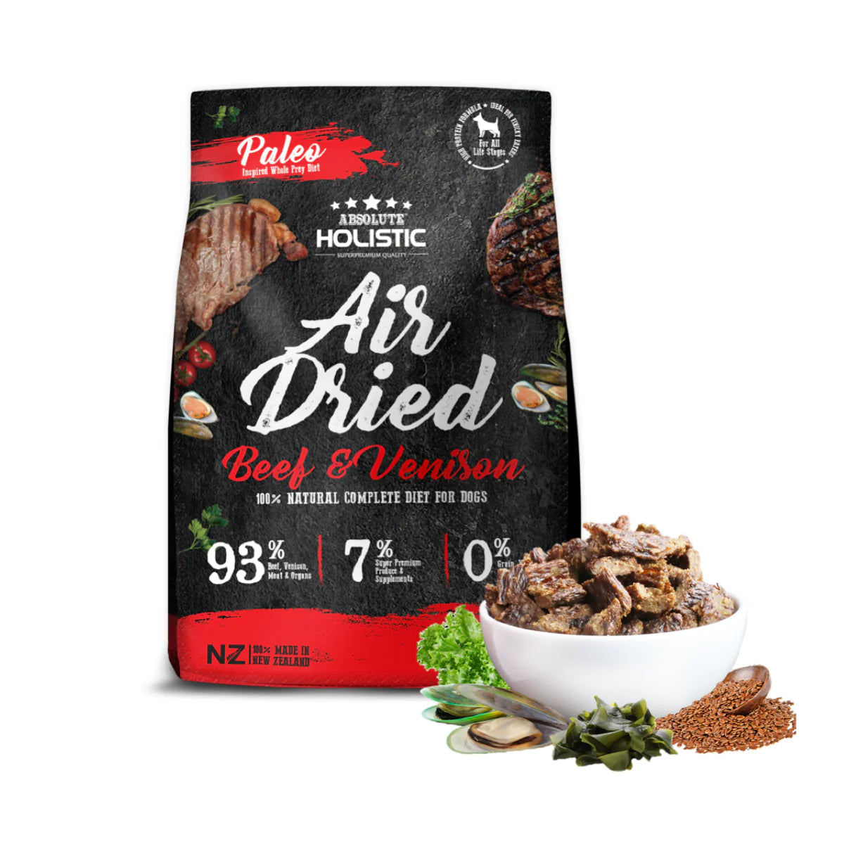 Absolute Holistic Air Dried Food for Dogs Beef & Venison 1kg — Cats Garage